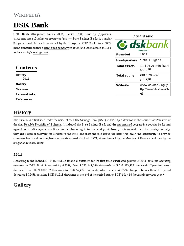 DSK Bank | PDF | Banks | Financial Services