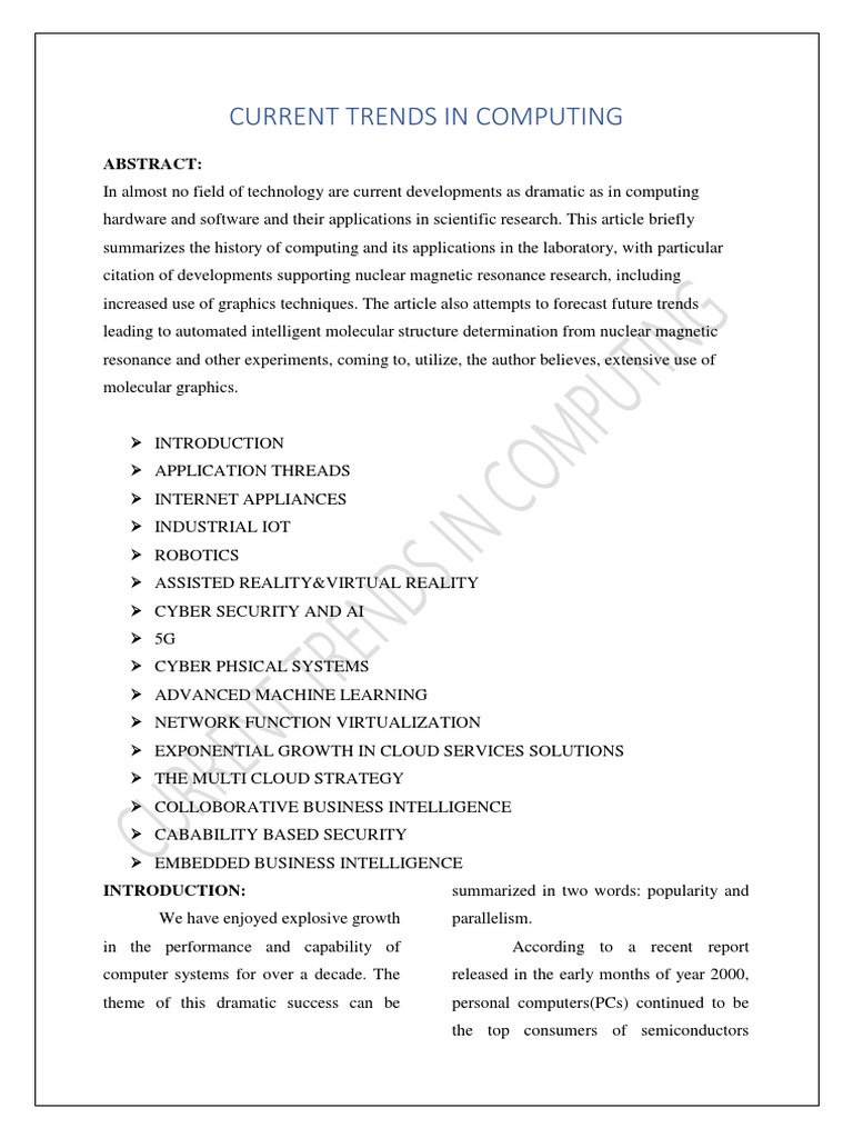 Current Trends in Computing | PDF | Internet Of Things | Cloud Computing