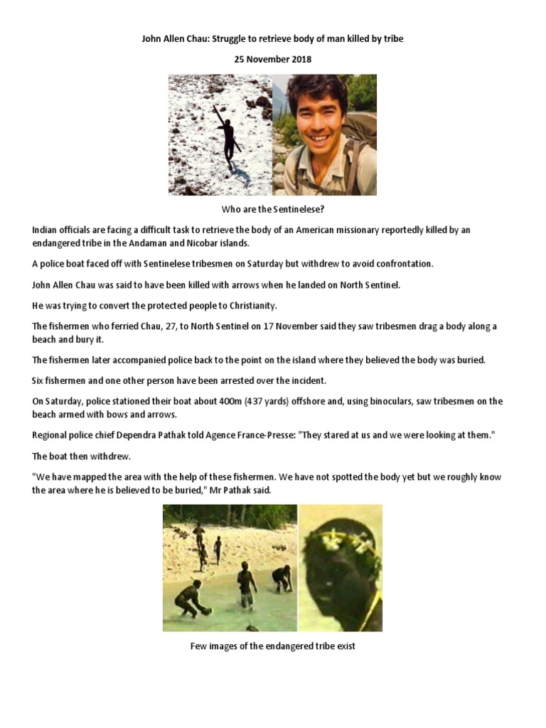 John Allen Chau: Killed by Sentinelese Tribe | PDF | Violence