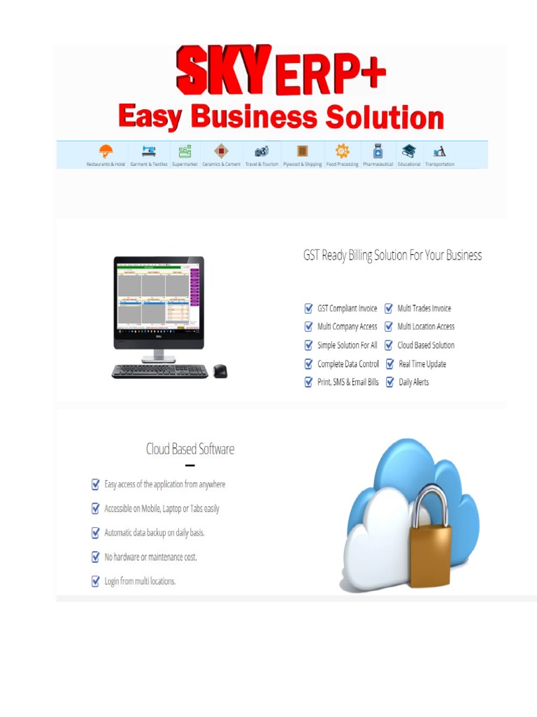 SKY ERP System Features Overview | PDF | Finance & Money Management