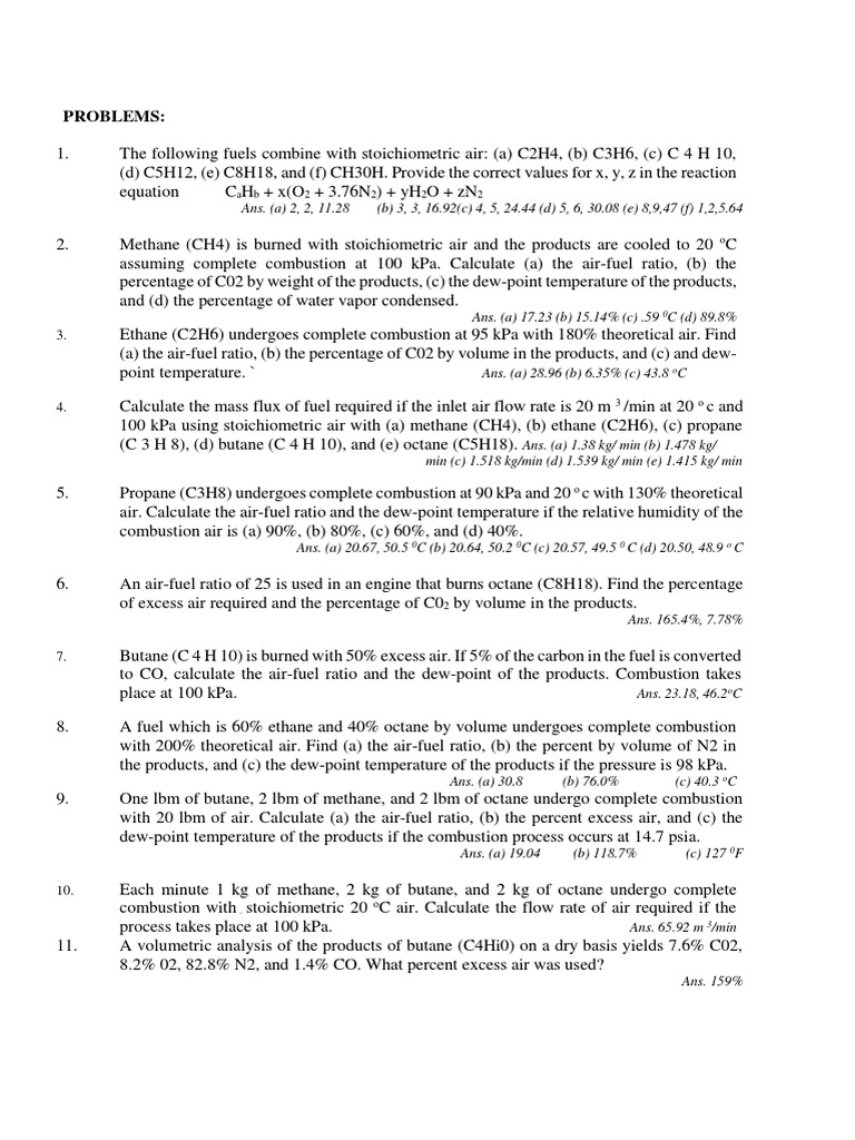Combustion PSET | PDF | Combustion | Propane