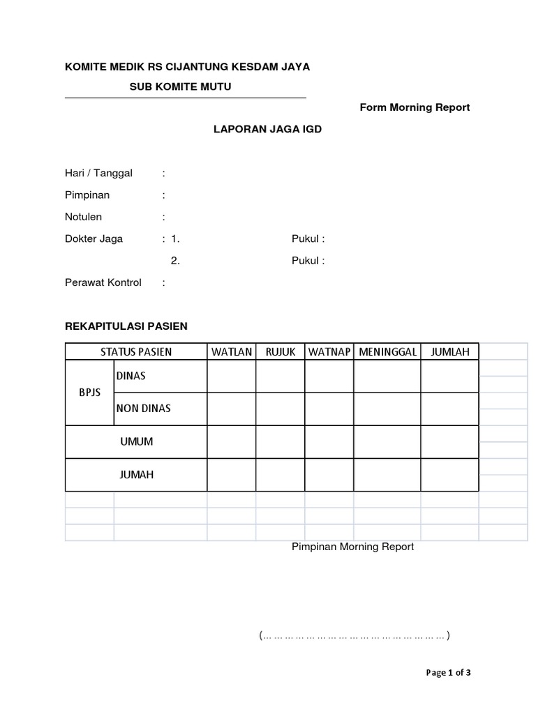 Form Morning Report | PDF