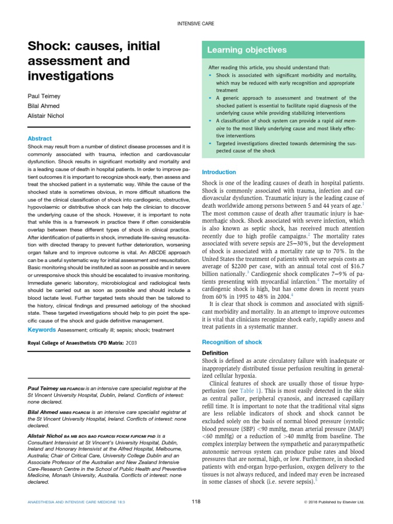 Understanding Shock: Causes and Assessment | PDF | Shock (Circulatory ...
