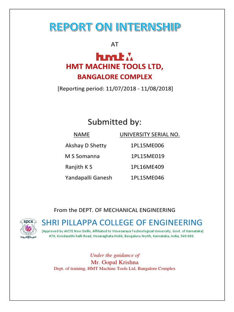 HMT Machine Tools Ltd. - Internship Report | PDF | Engineering ...
