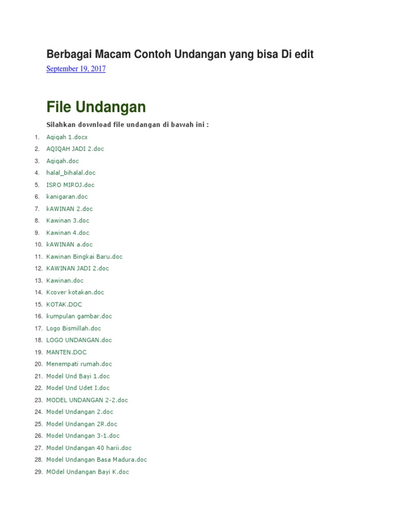 Berbagai Macam Contoh Undangan Yang Bisa Di Edit | PDF