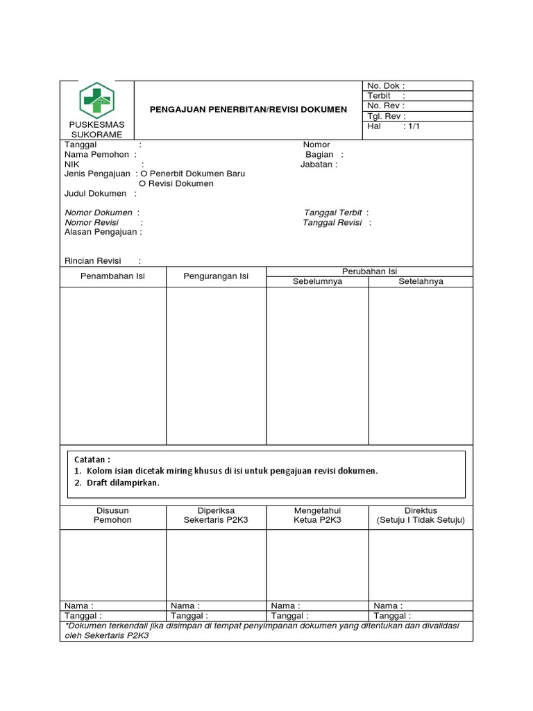Pengajuan Penerbitan/revisi Dokumen | PDF
