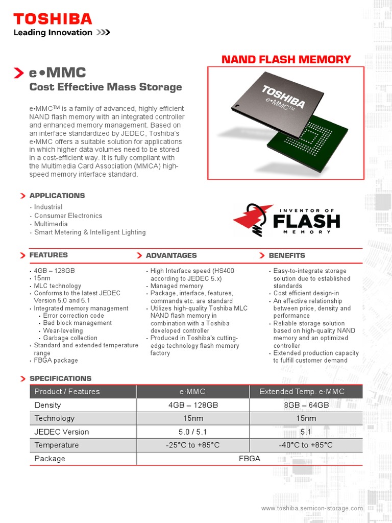 Toshiba FAB EMMC-1511507 | PDF | Flash Memory | Computer Data Storage