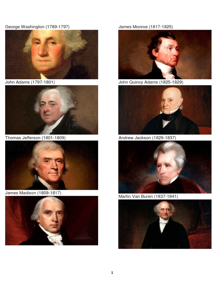 George Washington (1789-1797) James Monroe (1817-1825) | PDF | Zachary ...