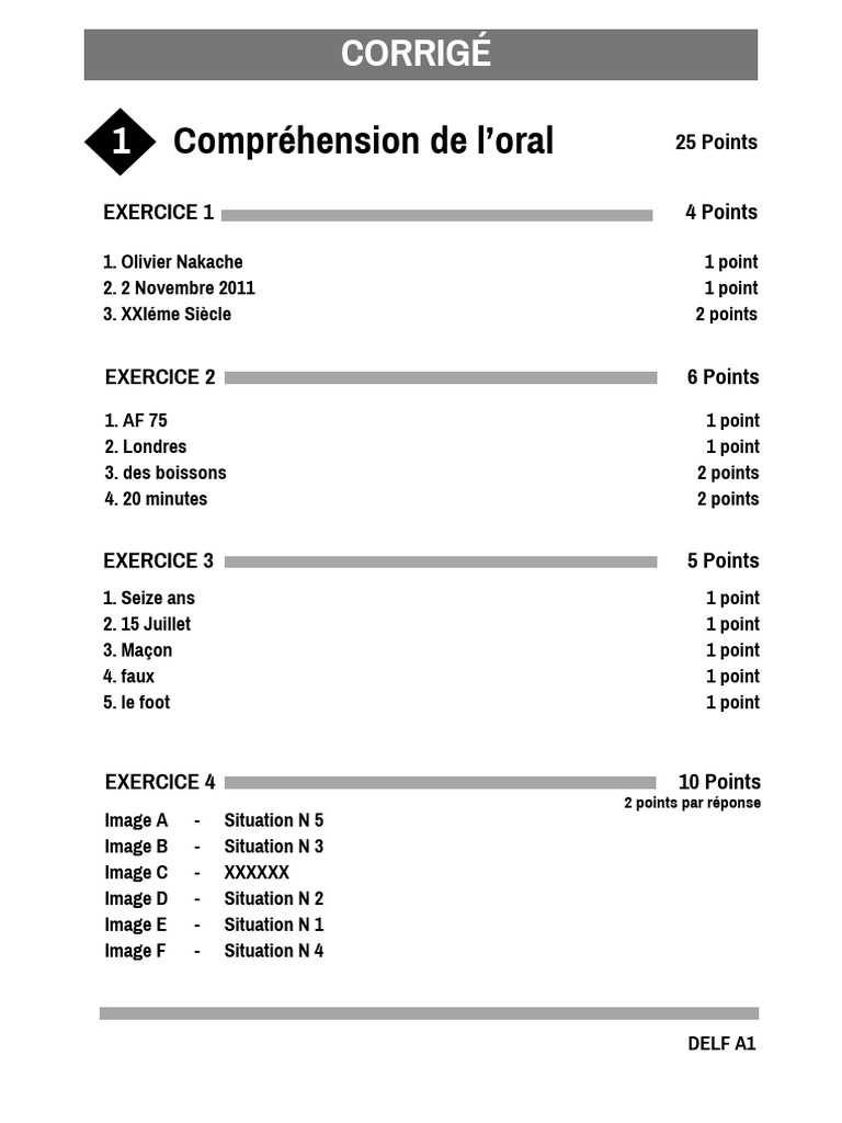 Corrigé Et Barème Delf A1 Sample Paper 2 1 | PDF | Échecs | Théorie (échecs)