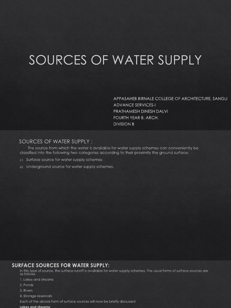 Sources of Water Supply | PDF