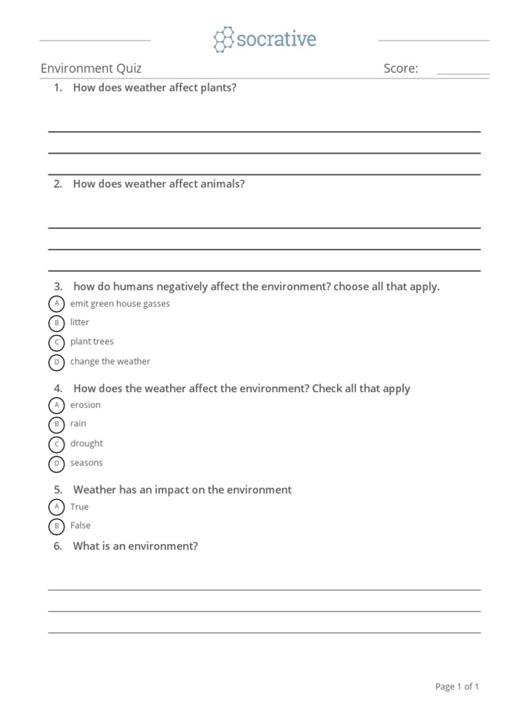 Quiz Environmentquiz | PDF | Science & Mathematics