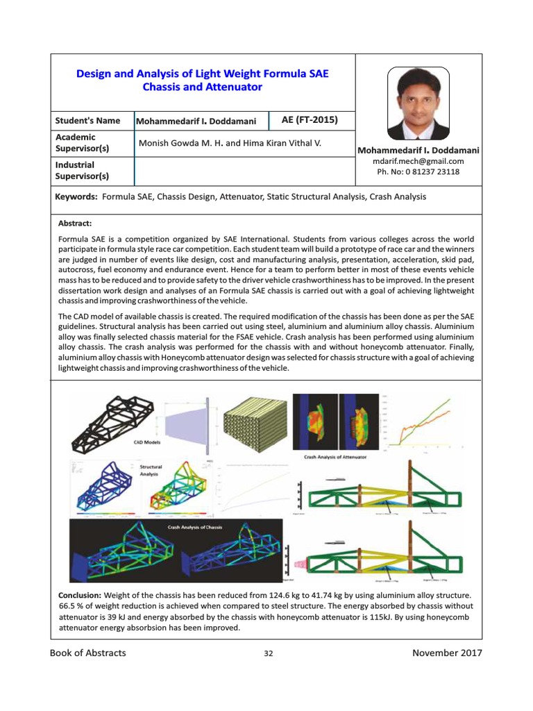 Design and Analysis of Light Weight Formula SAE Chassis and Attenuator ...