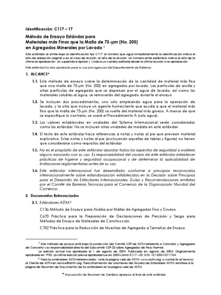 ASTM C117-17-E | Detergente | Agua