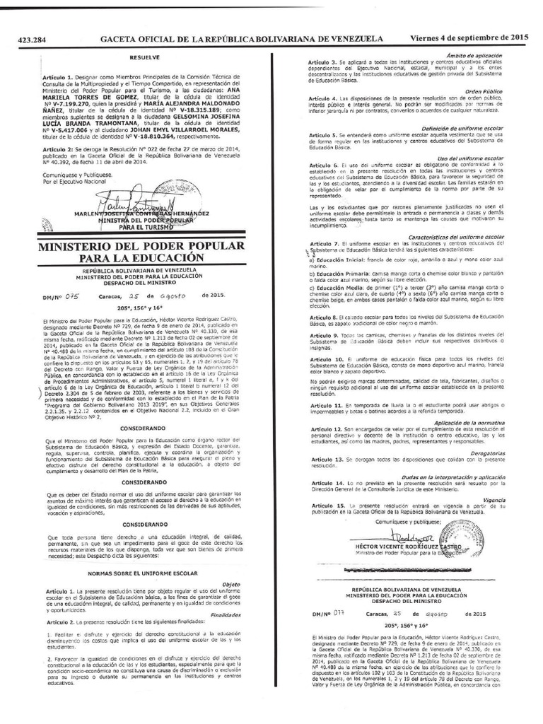 Resolucion DM 078 de 25-08-2015. Otorgamiento de Eponimo | PDF