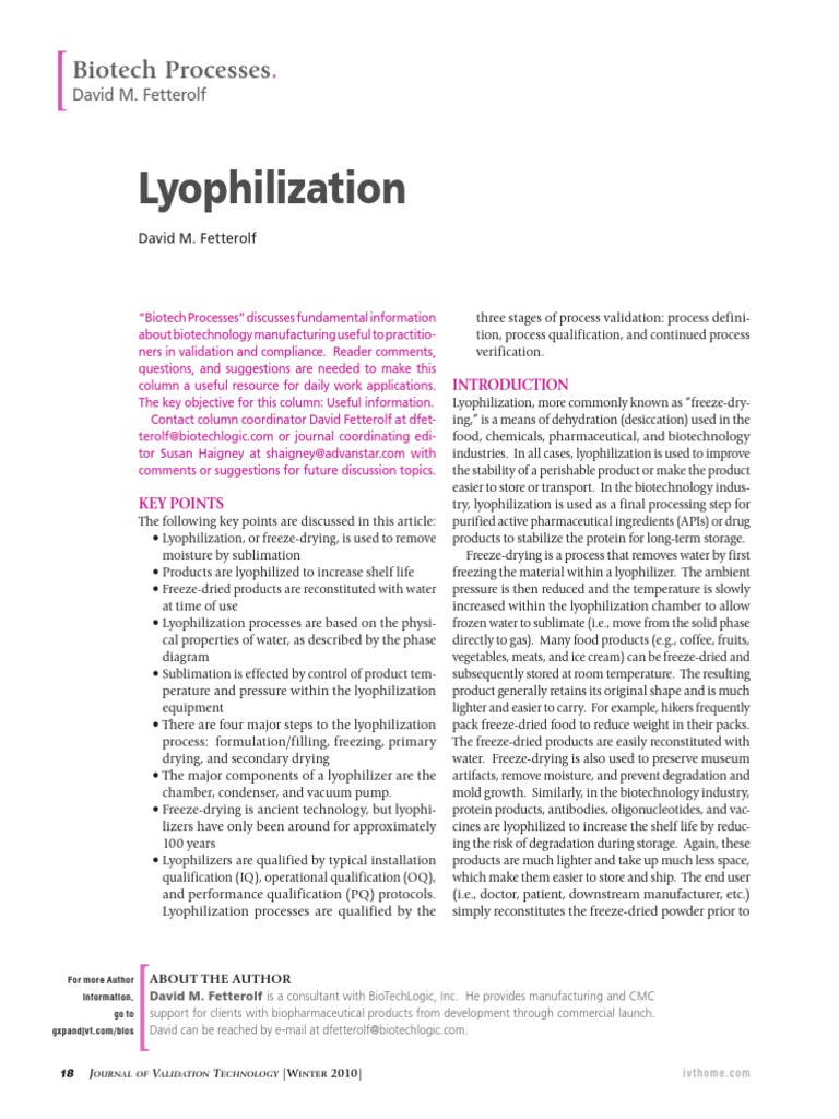 Lyophilization PDF | PDF | Freeze Drying | Pharmaceutical Formulation