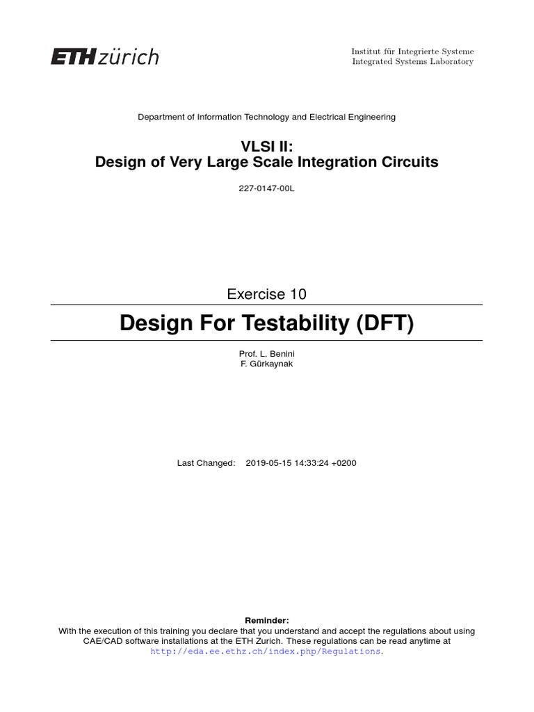 Design For Testability (DFT) : Vlsi Ii: Design of Very Large Scale ...