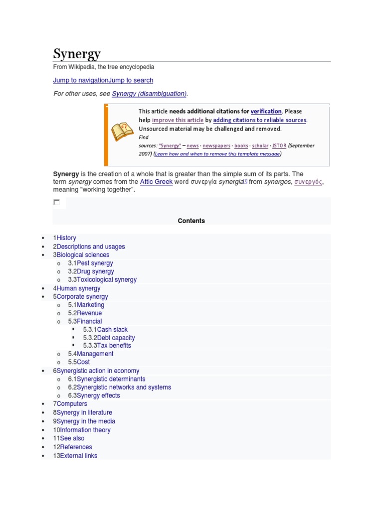 An Overview of Synergy: Definitions, Descriptions, and Applications ...