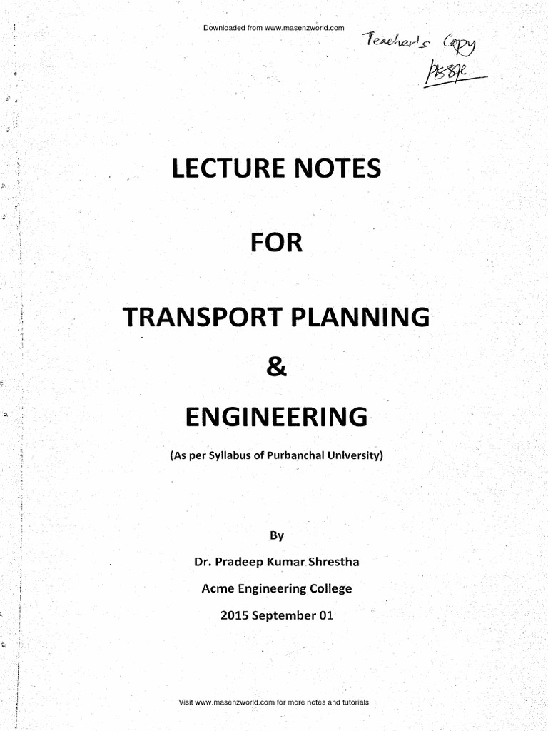 TransportPlanning&Engineering PDF | PDF | Mathematical Model | Transport