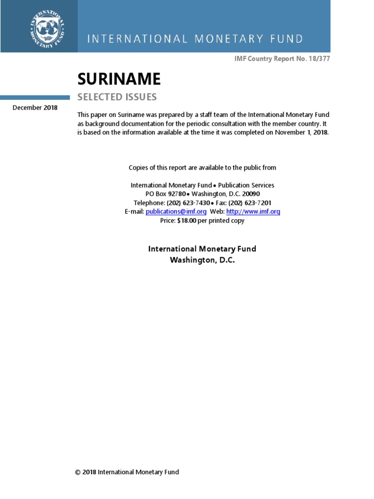 Imf Report Suriname 2018 | PDF | Fiscal Policy | Gross Domestic Product
