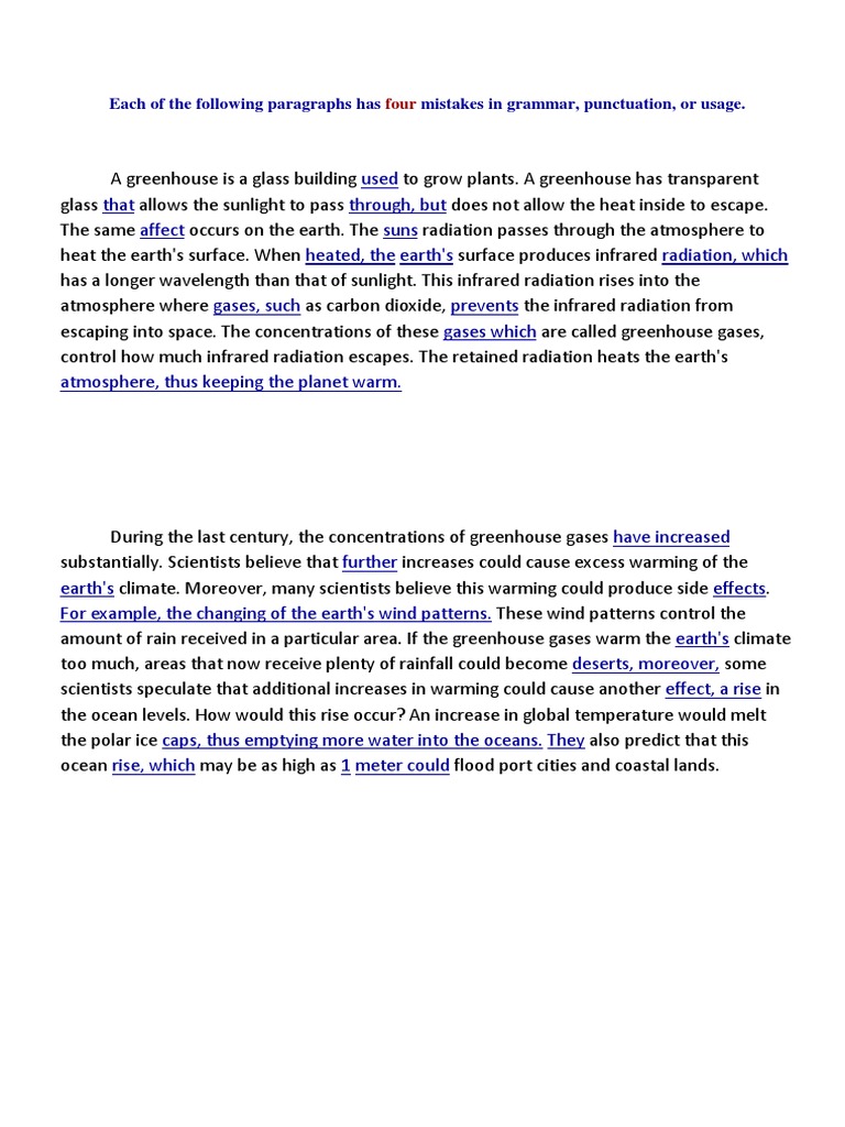 Each of The Following Paragraphs Has Mistakes in Grammar, Punctuation ...