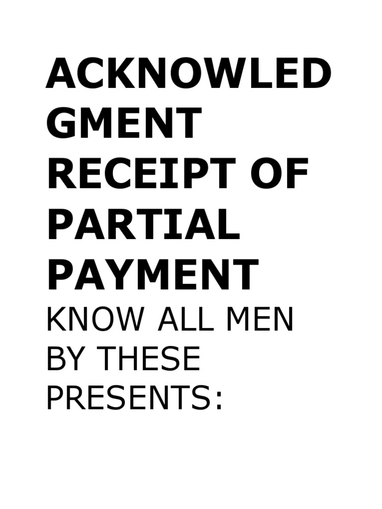 Acknowledgment Receipt of Partial Payment | PDF