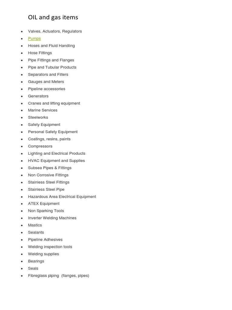 Items Oil and Gas | PDF