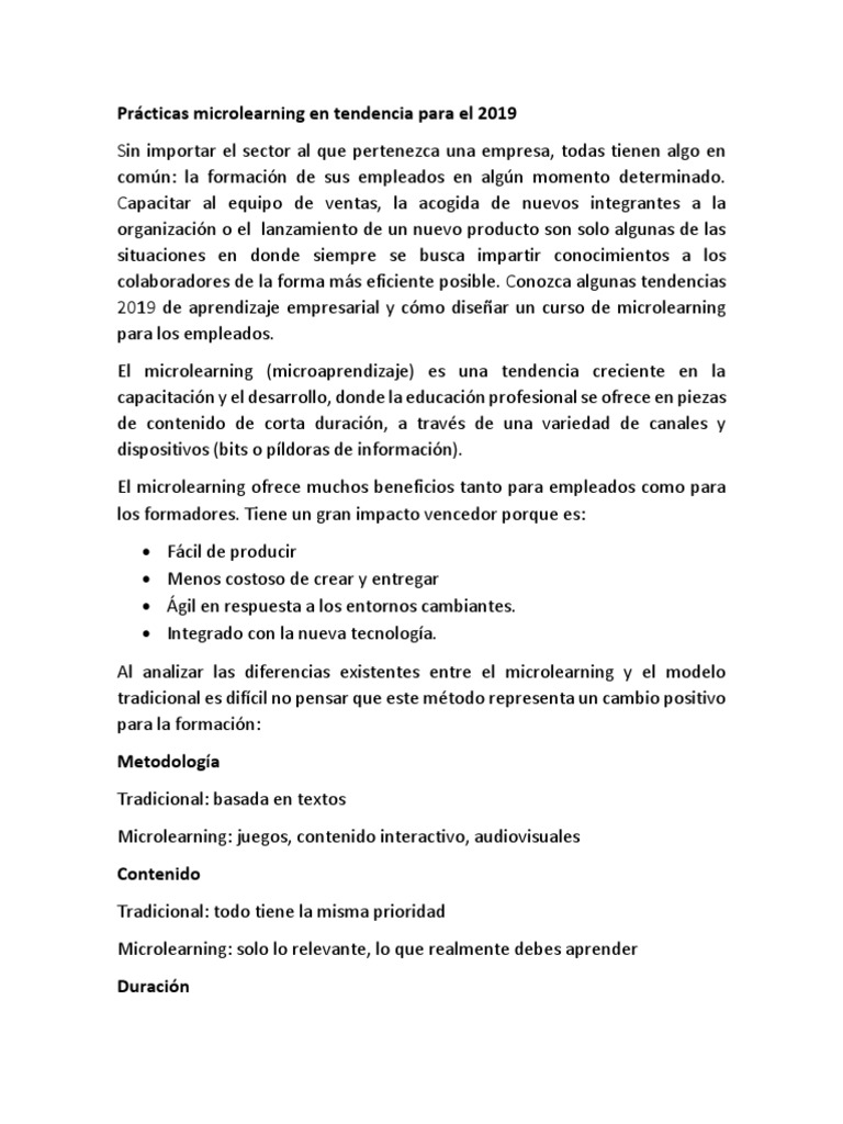 Beneficios Del Microlearning en El Aprendizaje Corporativo | PDF ...