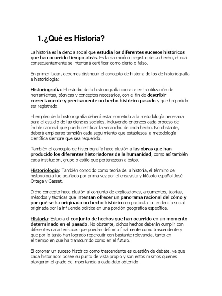 Definición y conceptos de historia | PDF | Historiografía | Ciencias ...