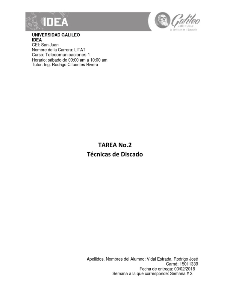 Tarea 2 Tecnicas de Discado | PDF | Teléfono | Electricidad