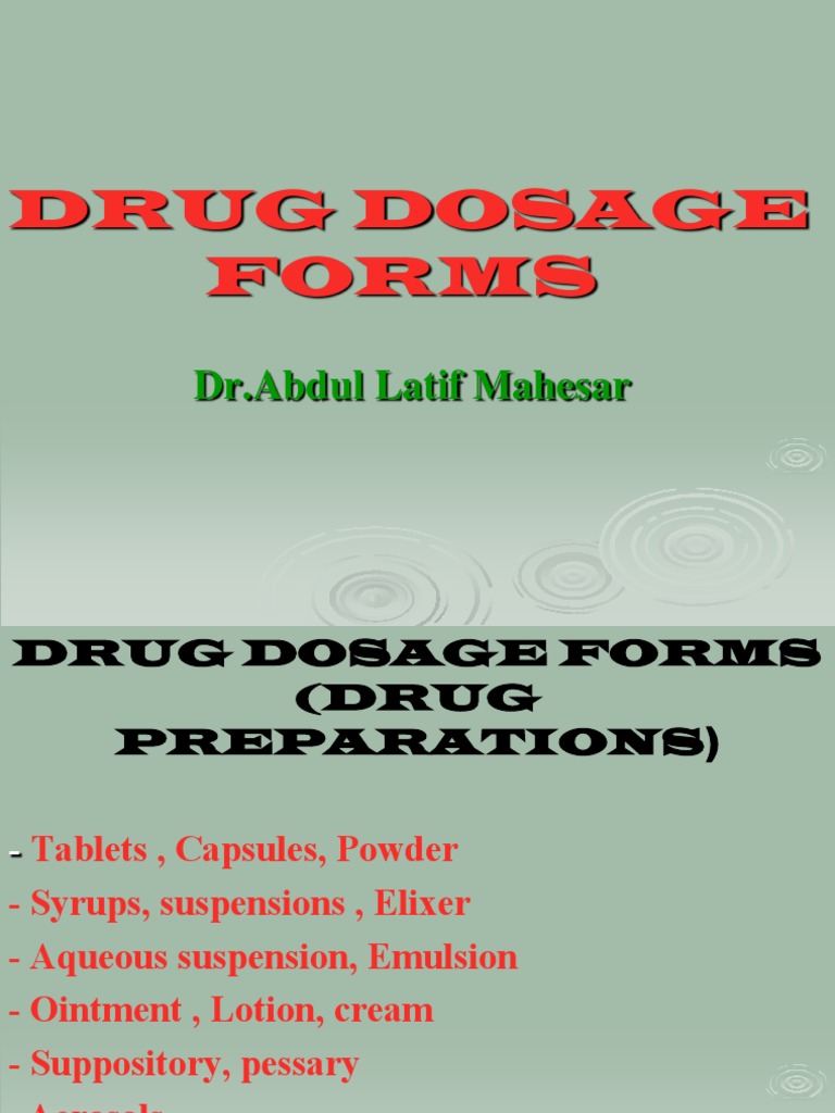 2 Drug Dosage Forms New - Lec 2 | PDF | Tablet (Pharmacy) | Topical ...