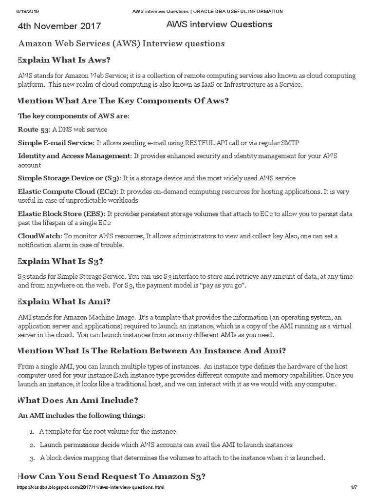 Aws Interview Questions - Oracle DBA Useful Information | PDF | Cloud ...