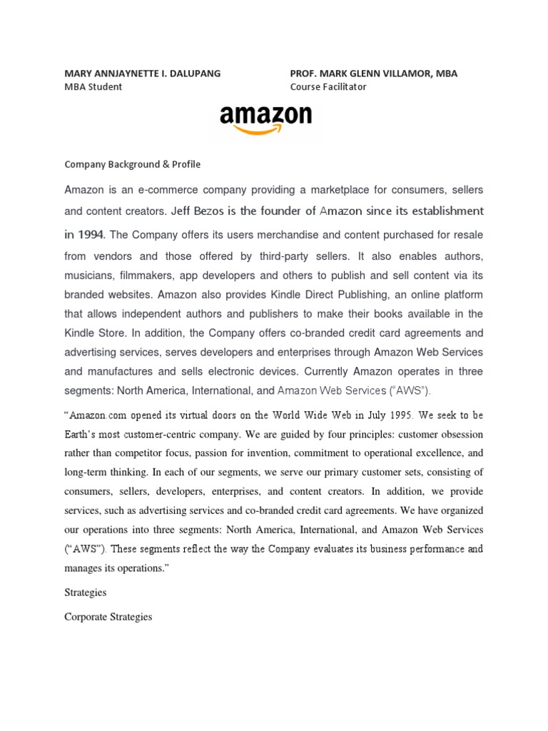 Amazon | PDF | Strategic Management | Competitive Advantage
