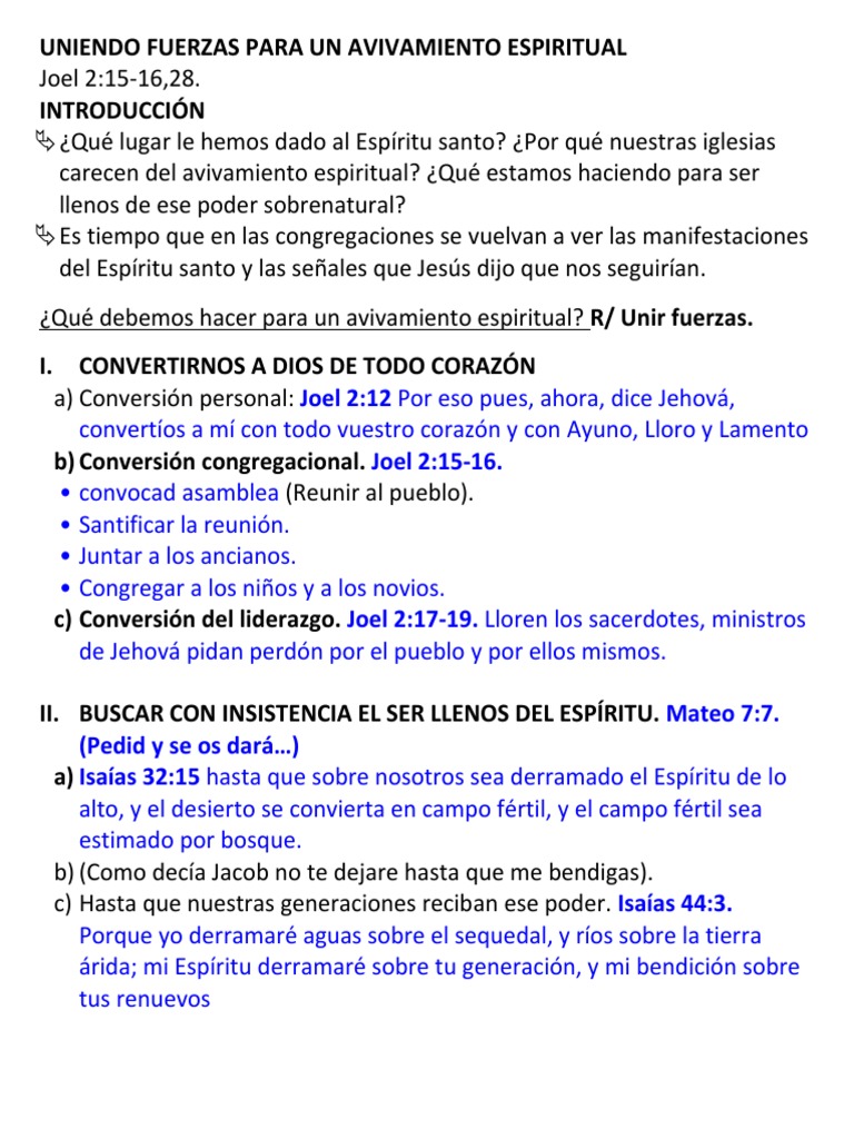 Uniendo Fuerzas para Un Avivamiento Espiritual | PDF