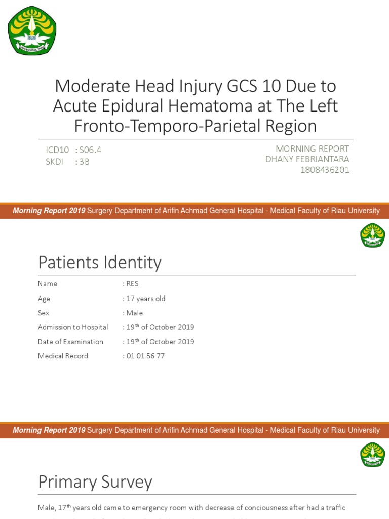 EDH GCS 10 With Suture Diastasis - Dhany Febriantara | PDF | Major ...