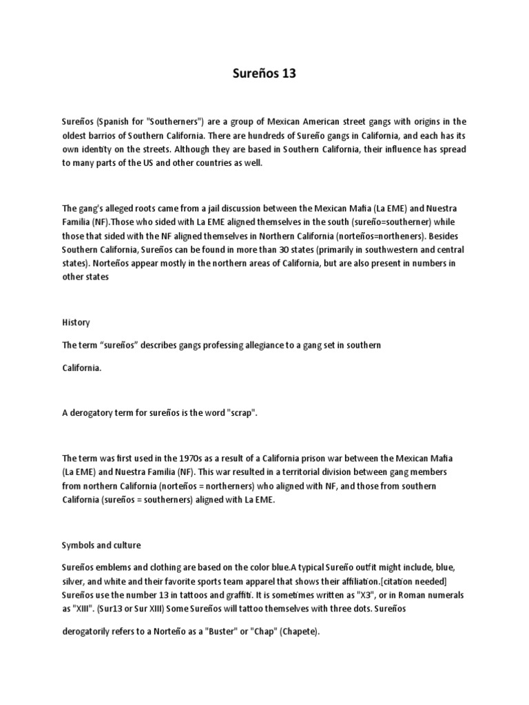 Sureños 13 Gang | PDF