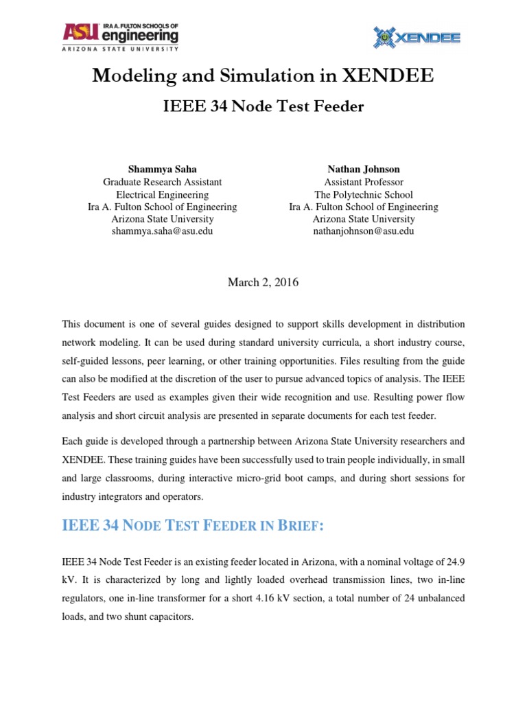 Modeling and Simulation in XENDEE: IEEE 34 Node Test Feeder | PDF ...