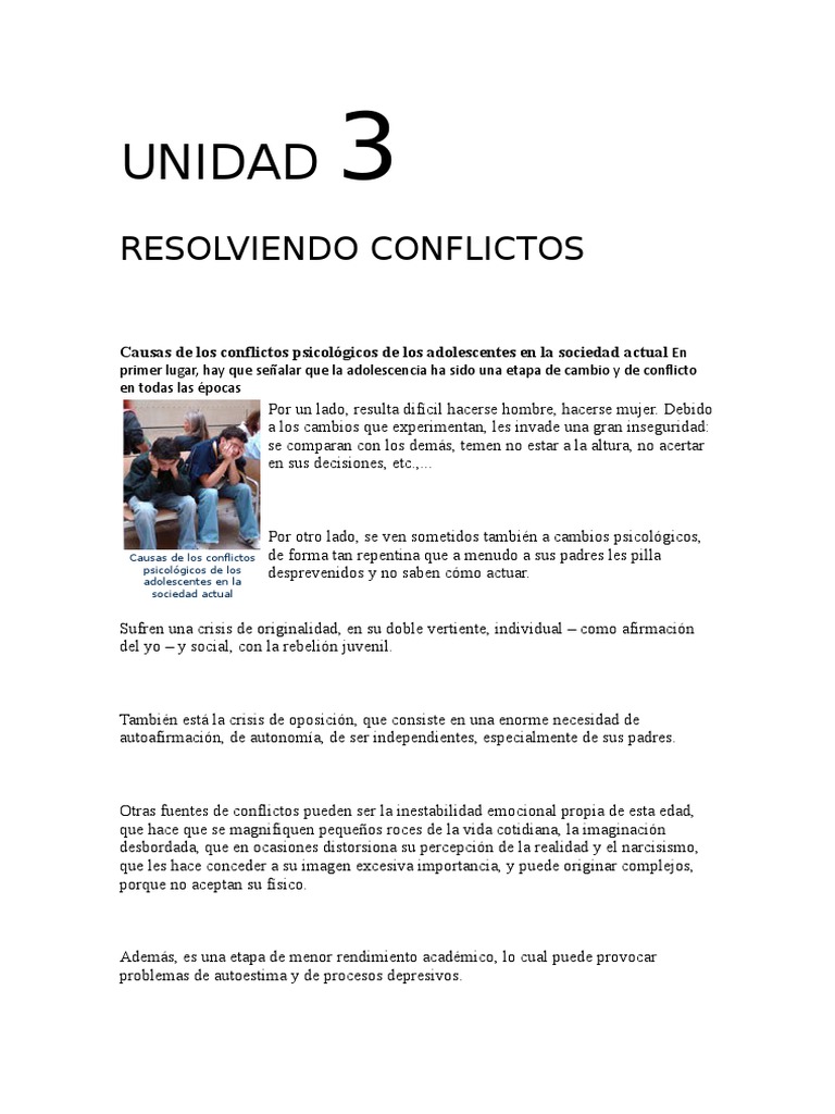 Unidad 3 Resolviendo Confictos | PDF | Adultos | Tolerancia