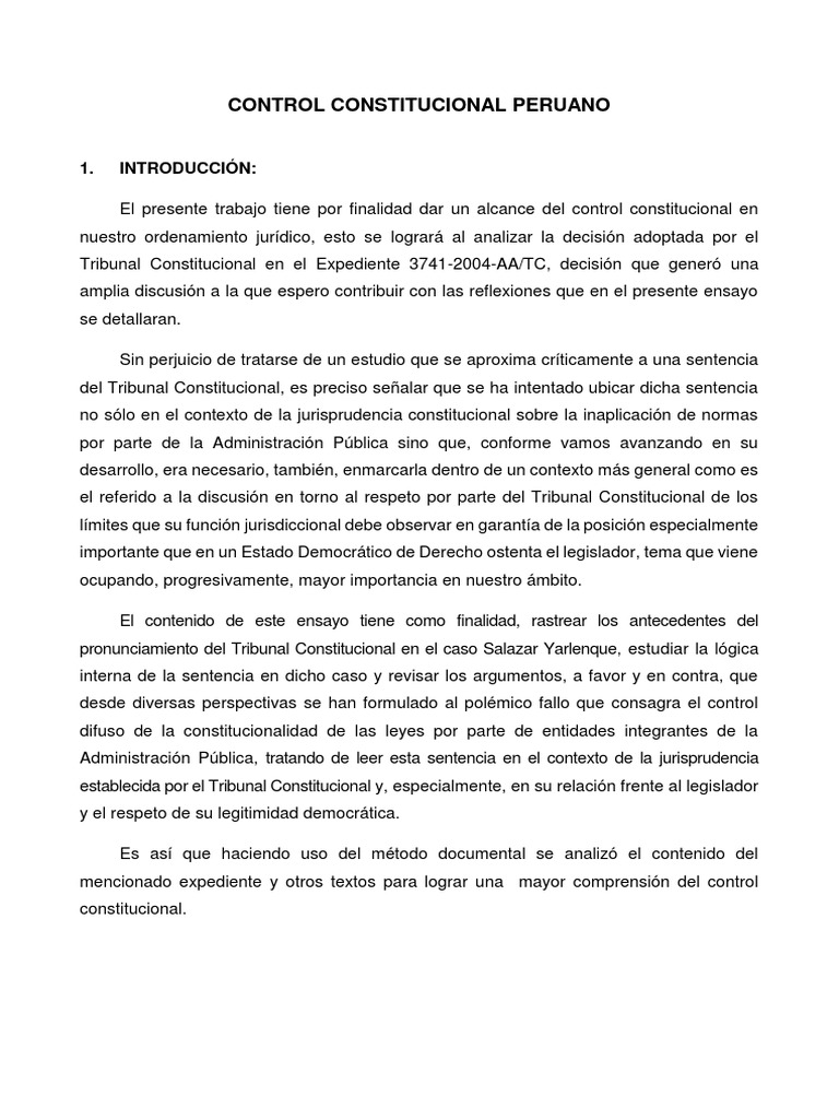 Control Constitucional en Perú: Análisis y Modelos | PDF | Constitución ...