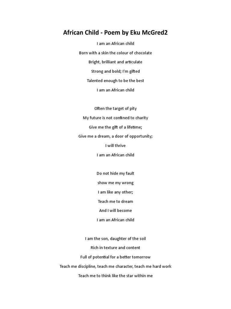 African Child - Poem by Eku Mcgred2 | PDF | Nail (Anatomy) | Materials