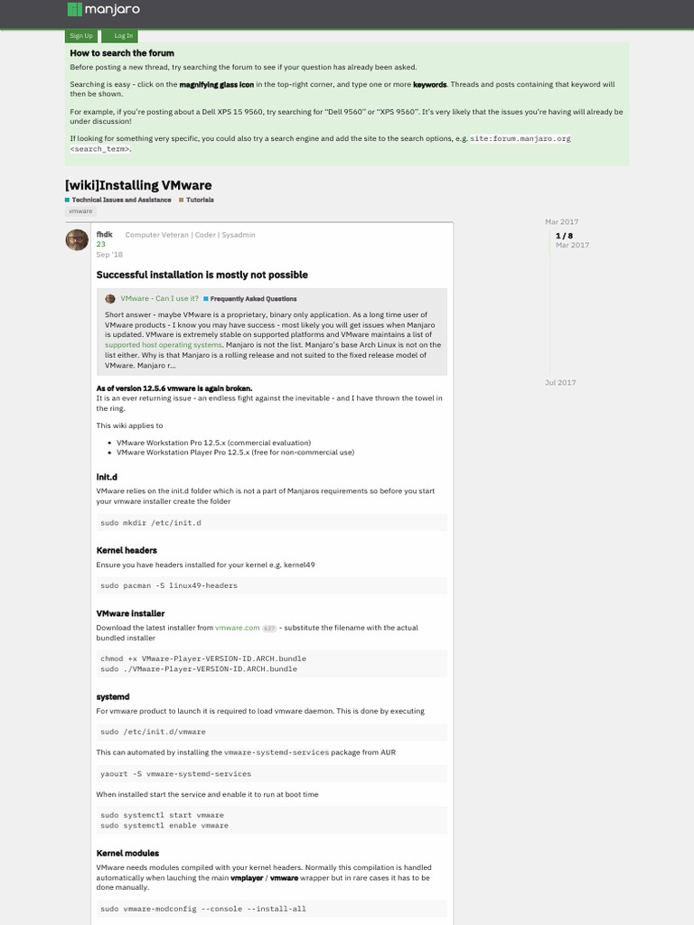 Vmware En Manjaro Pdf Pdf V Mware System Software