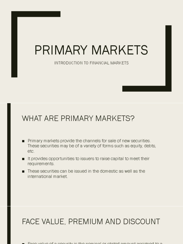 Primary Markets: Introduction To Financial Markets | PDF | American ...