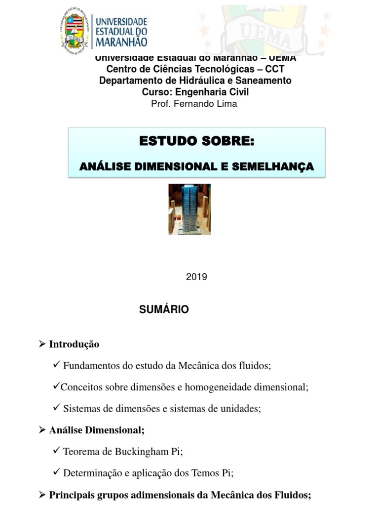 Análise Dimensional e Homogeneidade | PDF | Massa | Coeficiente de Reynolds