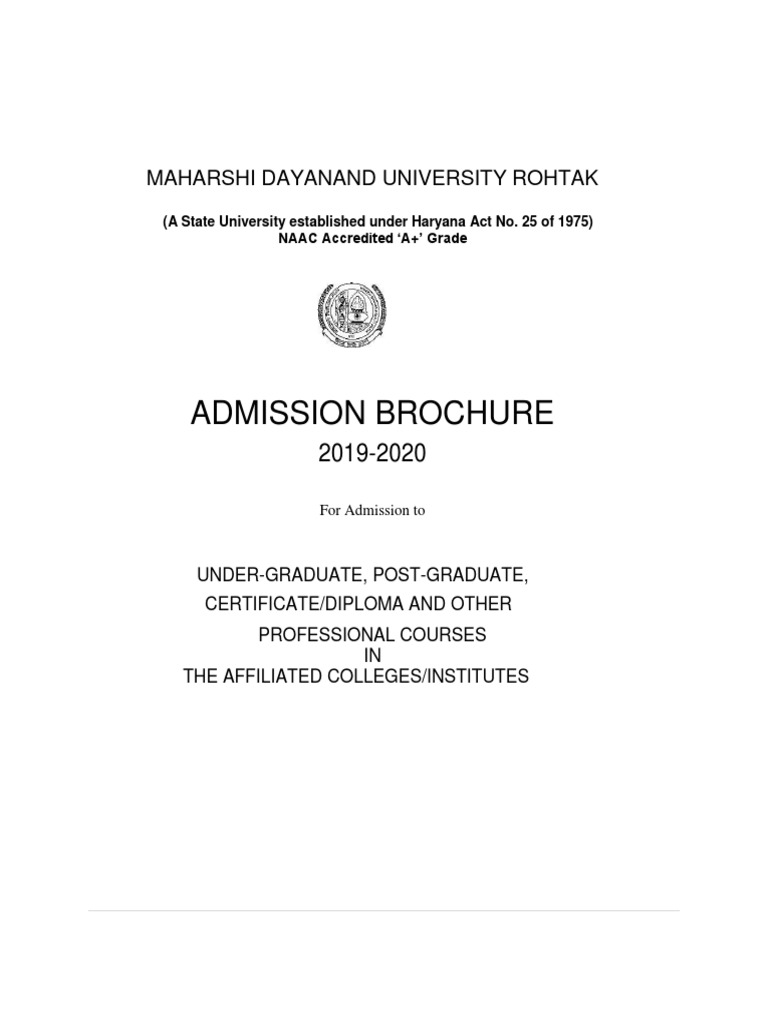 Admission Brochure 2019 20 PDF | PDF | Bachelor's Degree | University ...