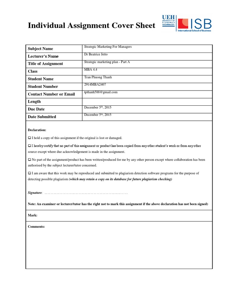 Individual Assignment Cover Sheet | PDF | Coffee | Vietnam