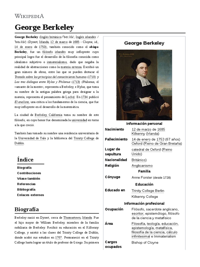 George Berkeley PDF | PDF | Teorías filosóficas | Lógica
