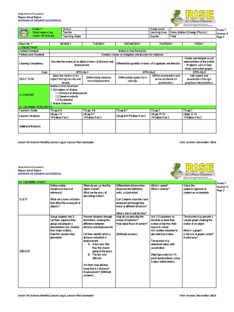 Grade 7 Science 3rd Quarter Lesson Plan | PDF | Wavelength | Waves
