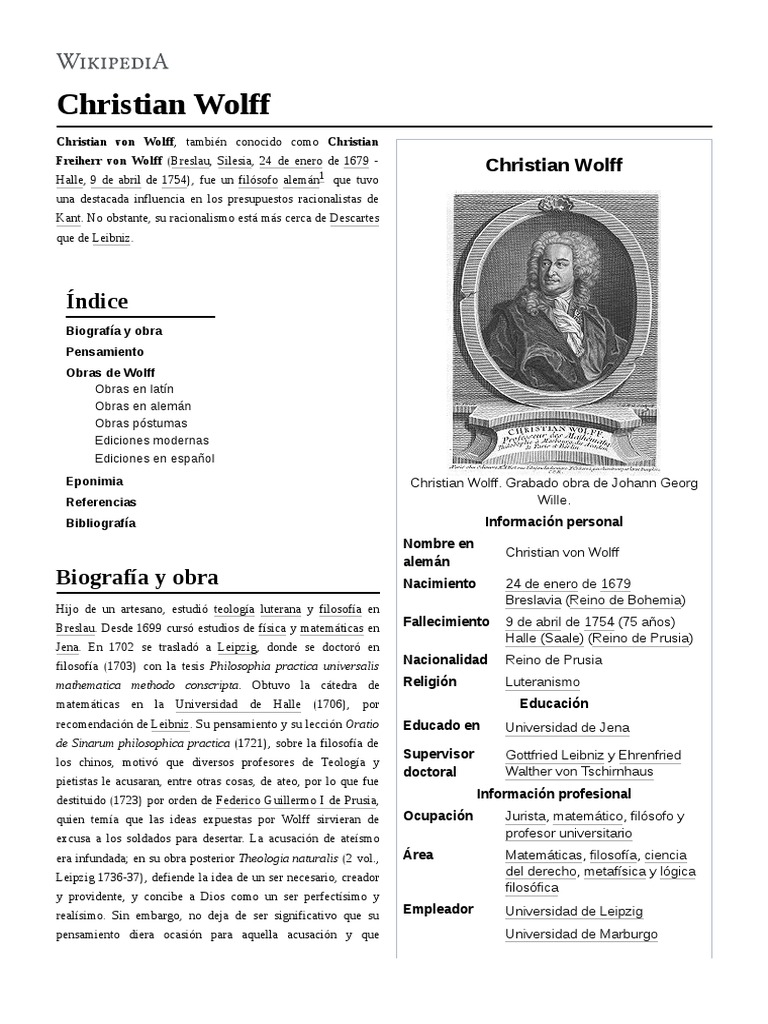 Christian Wolff | PDF | Movimientos filosóficos | Metafilosofía
