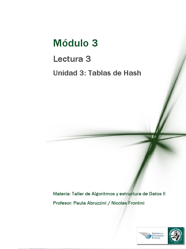 Lectura 3 - Tabla de Hash PDF | PDF | C ++ | Algoritmos