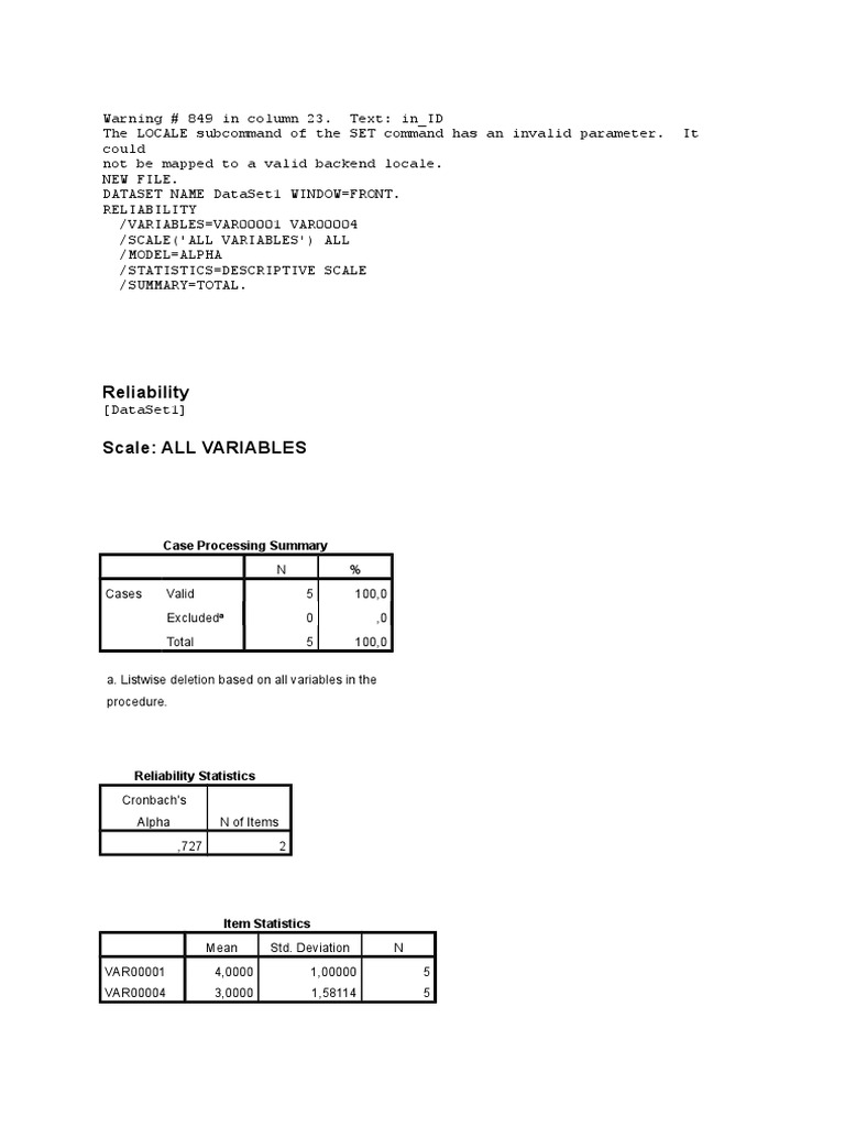 Reliability Scale: All Variables: Case Processing Summary | PDF