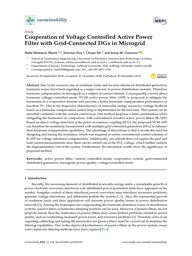 Cooperation of Voltage Controlled Active Power Fil PDF | PDF ...